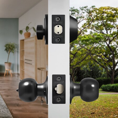 Premier Lock Entry Door Knob Combo Lock Set with Deadbolt Matte Black ED07C Zoro